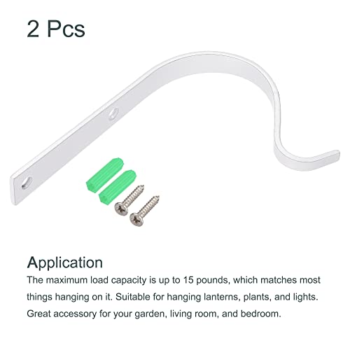 MECCANIXITY Iron Wall Hooks Hanging Bracket 4 Inch Indoor Outdoor for Hanging Lanterns Plants and Lights (White, Pack of 2)