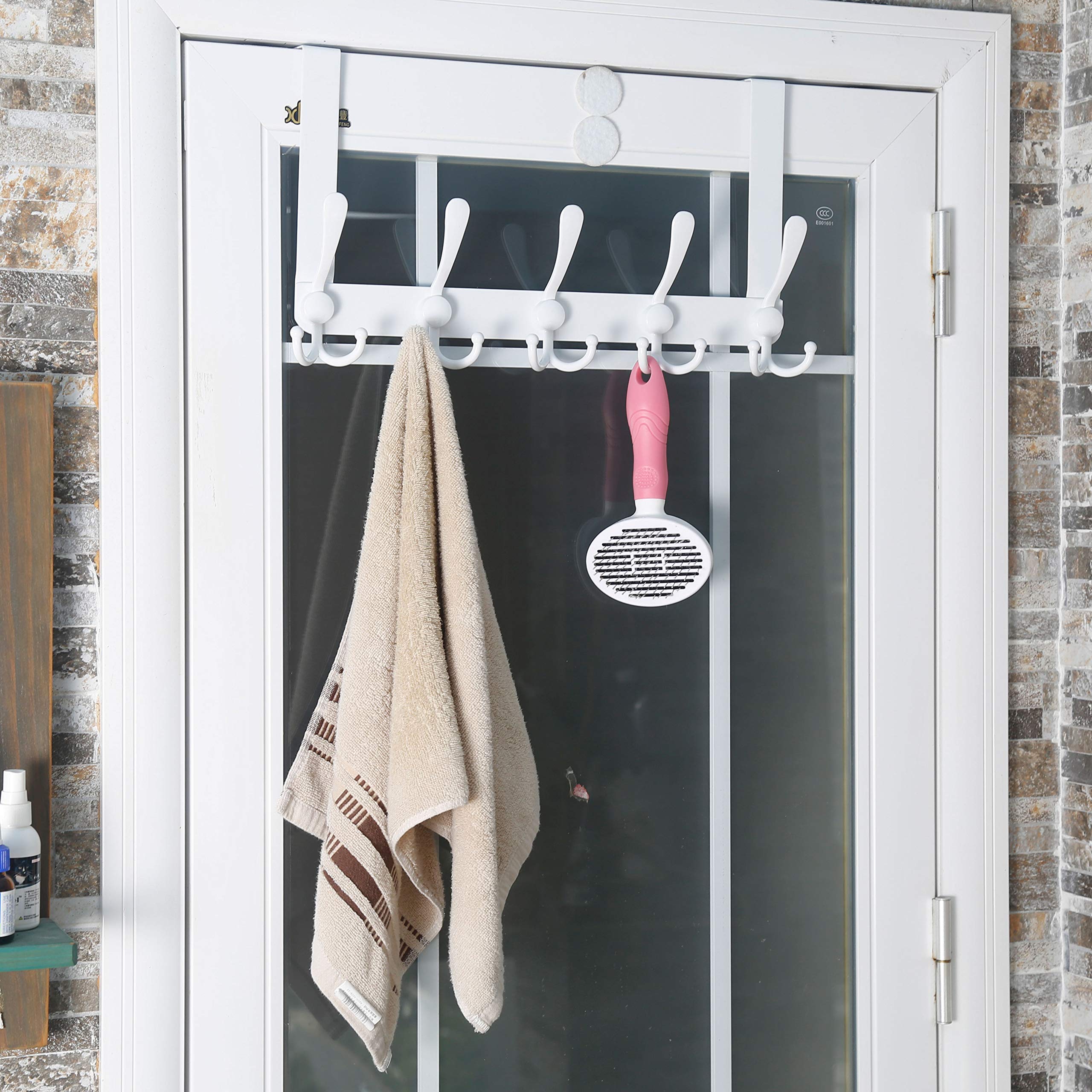 Dseap 5 Tri Over The Door Clothes Hanger and Towel Rack, Heavy Duty White