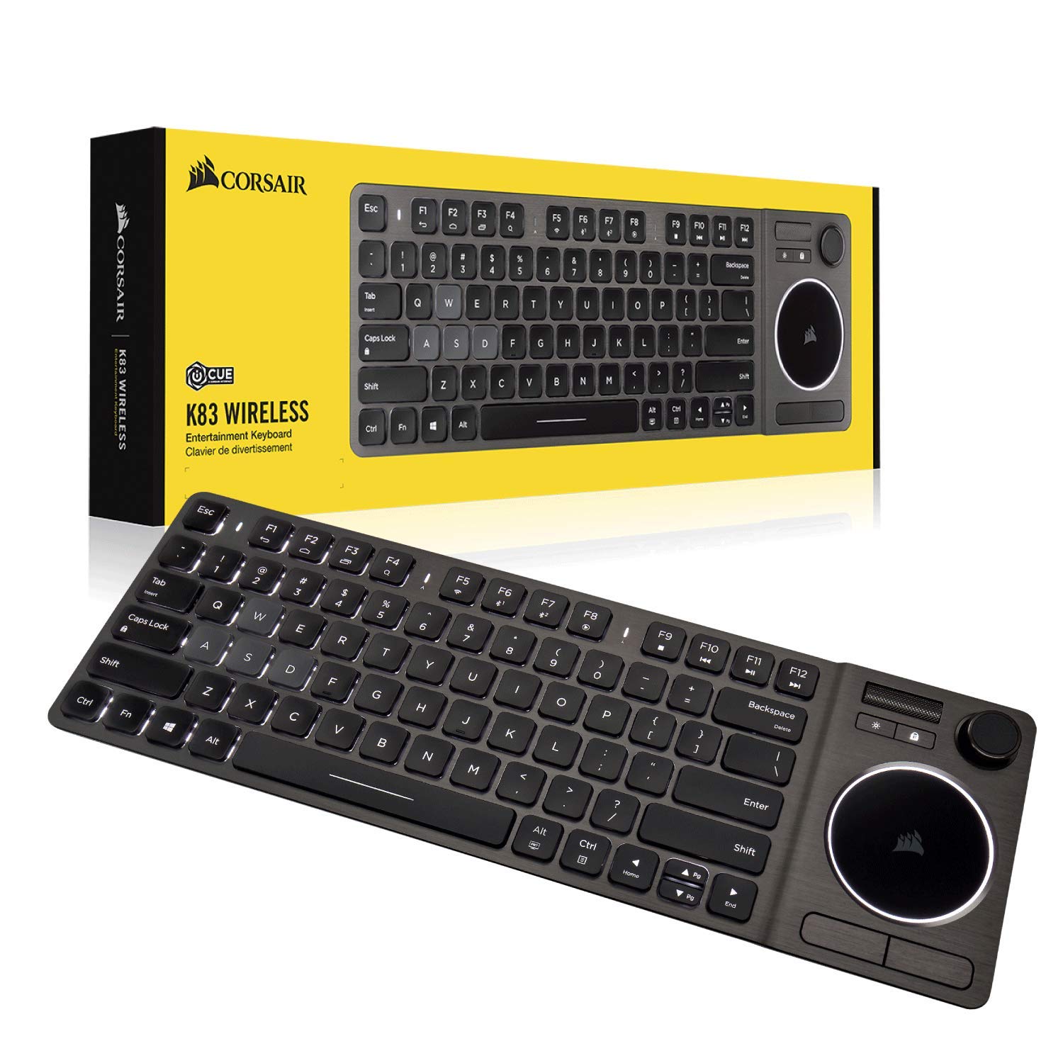 Corsair K83 Wireless Keyboard - Bluetooth and USB - Works w/ PC, Smart TV, Streaming Box - Backlit LED
