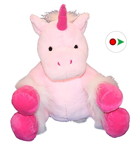 Stuffems Toy Shop Record Your Own Plush 16 inch Pink Unicorn - Ready to Love in A Few Easy Steps