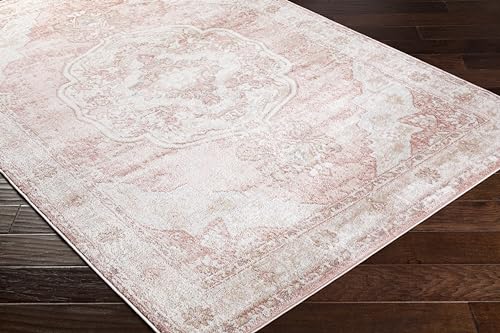 Mark&Day Area Rugs, 8x10 Bethlehem Traditional White Area Rug, Pink Beige Carpet for Living Room, Bedroom or Kitchen (7'9" x 9'6")