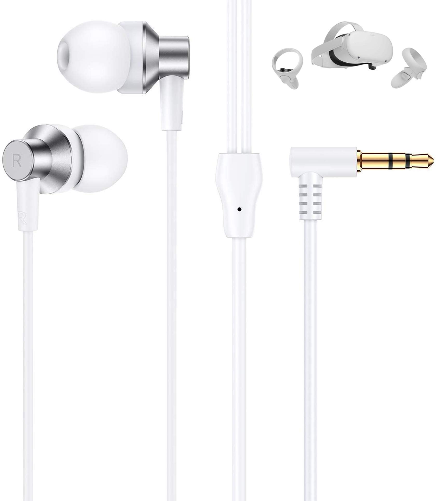 Earphones for Oculus Quest 2 VR Headset Noise-Isolating Earbuds Headphones with 3D 360 Degree Sound and Custom Silicone Earbuds Caps
