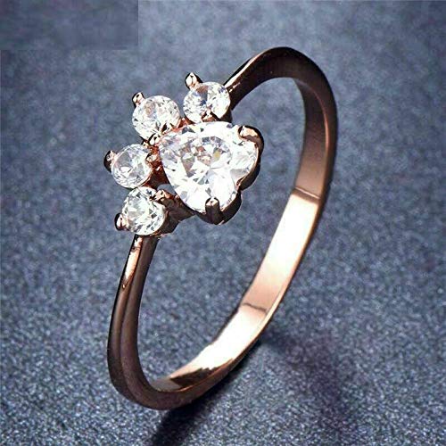 DTJEWELS 0.50 CT Heart Diamond Paw Print Wedding Engagement Promise Ring 14k Rose Gold GP