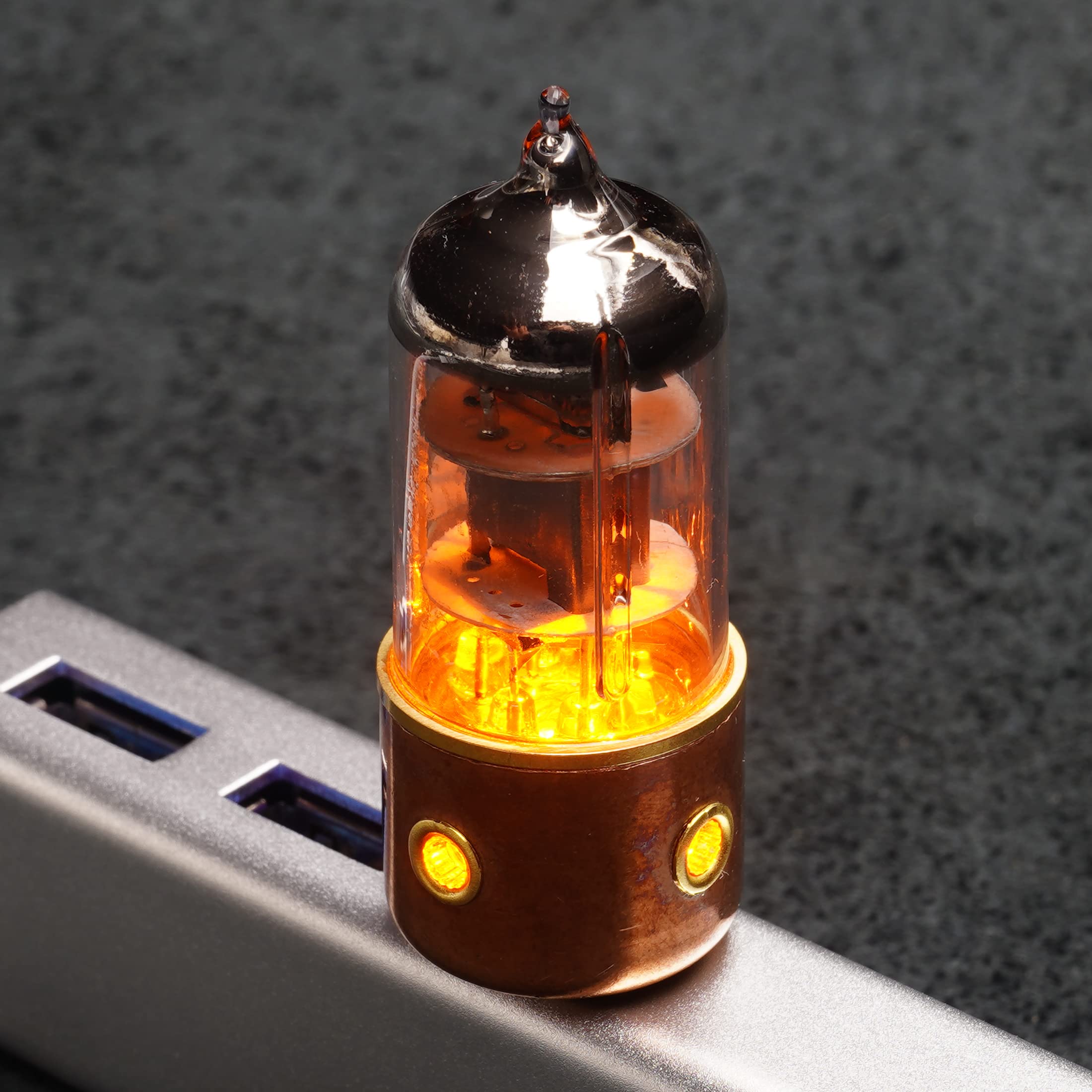 Handmade Crafstor Porthole USB 3.1 Flash Drive 128Gb Orange Pentode Radio Tube Steampunk Accessory Industrial Style Authentic Copper Retro Key Stick Storage