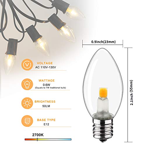 MYEMITTING Night Light Bulb β C7 E12 LED Bulbs β Candelabra, 0.6 Watt Equivalent 7W Incandescent Bulb, Warm White 2700K, Window Candles & Chandeliers Replacement Bulb, 6 Pack
