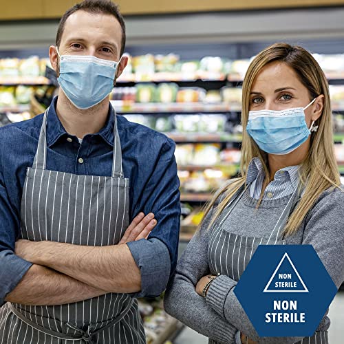 MED PRIDE 3-Ply Face Masks For Adults [Pack of 50] Disposable Breathable Face Mask With Earloops- Comfortable Non-Woven Highly Protective Medical-Grade Face Cover For Men & Women- Blue