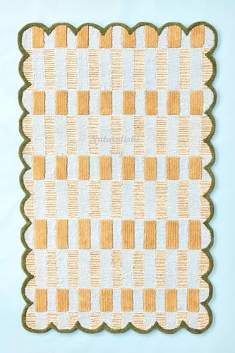 Handmade Modern Premium Quality Woolen Rug Living Room Bedroom for Kitchen (Gold, 8x10 Feet)