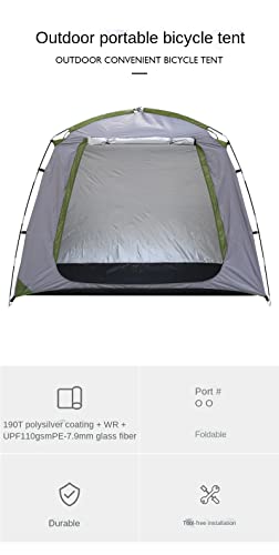 ZMPT Bicycle Rainproof Tent Heavy Storage Tent Waterproof Mountain Bike Tent Dustproof Portable Foldable Outdoor Tool Storage Shed Silver Gray and Green