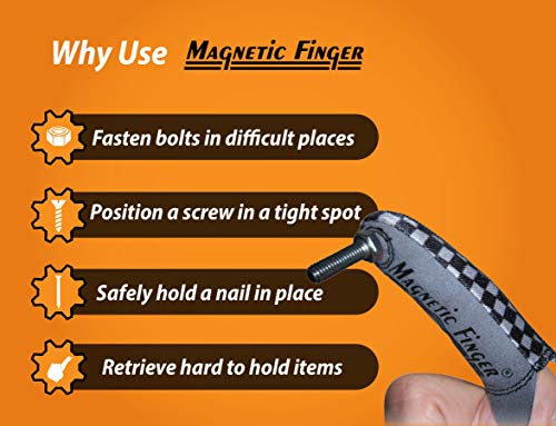 Magnetic Finger The Original Magnetic Finger Glove - Hold & Retrieve Any Small Ferrous Metal Object with Precise Control - Convenient Magnetic Pickup Tool Ideal for Tight Spots at Home or on the Job