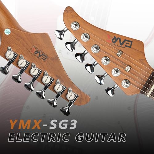 EART Electric Guitar SSS Single Coil Pickups,Solid-Body,Stainless Steel Frets Right Handed-Rosewood Fingerboard-Red