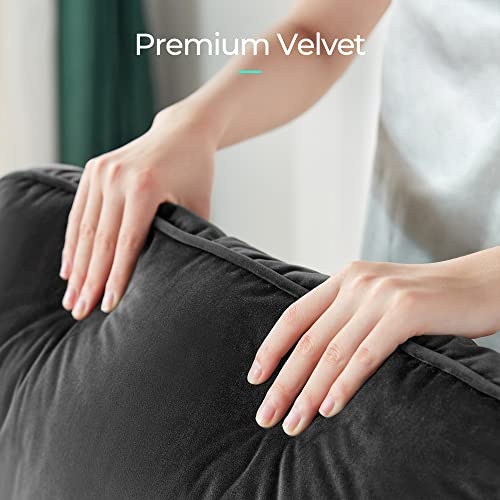 LINSY HOME Futon Sofa Bed, Velvet Sleeper Sofa with Mattress and Frame, Memory Foam Futon Couch for Small Spaces, Living Room, Dark Grey