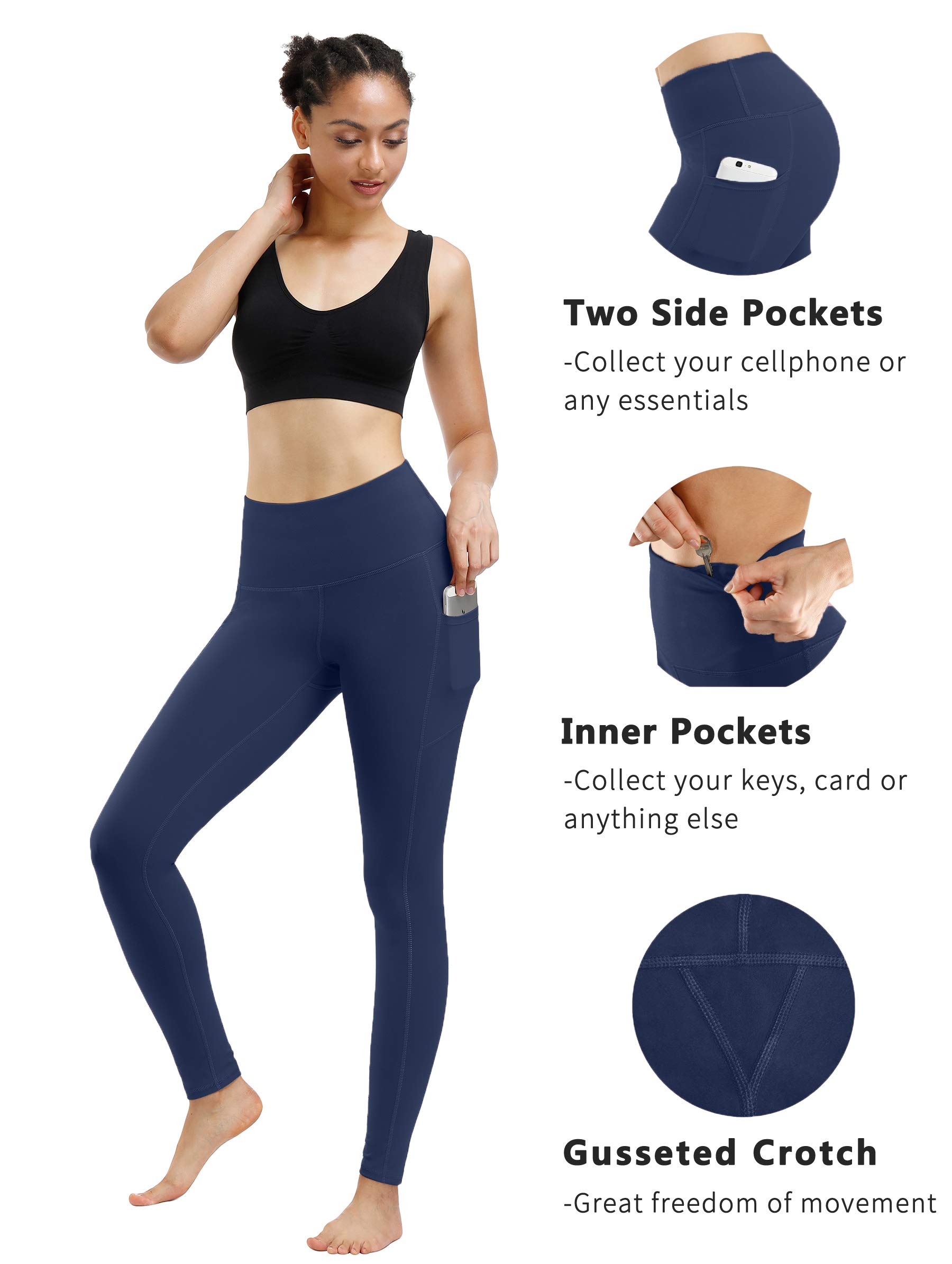 Fengbay 4 Pack High Waist Yoga Pants, Pocket Yoga Pants Tummy Control Workout Leggings 4 Way Stretch Leggings with Pockets