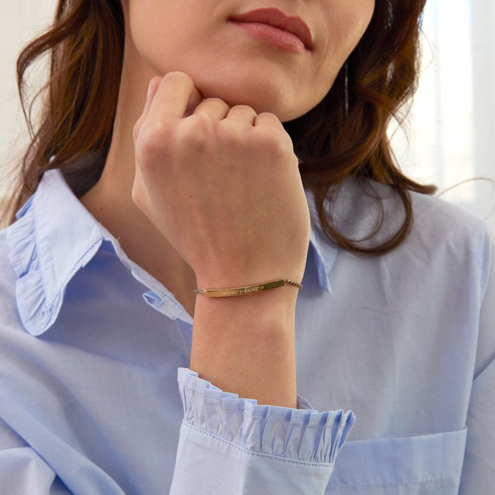 Custom Engraved Gold Coordinate Bolo Bracelet, 10" Long Adjustable Bracelet - Custom Engraved Longitude Latitude Bracelet for Women - Graduation Gift for Her - Gift for Her - Gifts for Mom