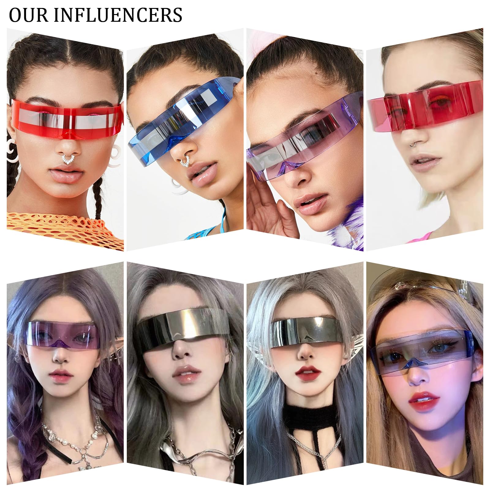 Dollger Futuristic Sunglasses Space Cyclops Wrap Around Glasses Rimless Translucent Mirrored Lens