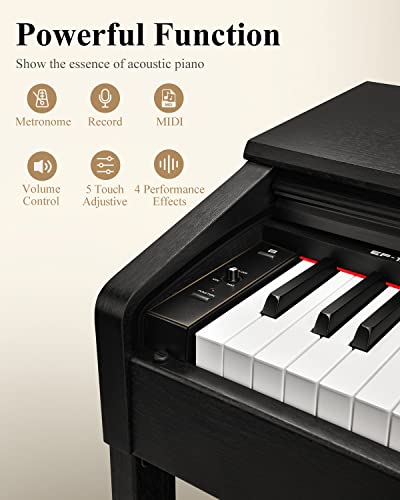 Digital Piano 88 Key Fully-weighted, Eastar EP-150 Keyboard Piano for Beginner & Professional, with Graded Hammer Action Keys, Triple Pedal, 128 Polyphony & Metronome, Black