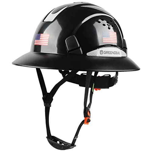 Full Brim Hard Hat Vented Construction Safety Helmet OSHA Approved Cascos De Construccion Work Hardhats with Cooling Towel for Men&Women 6 Point Adjustable Ratchet Suspension