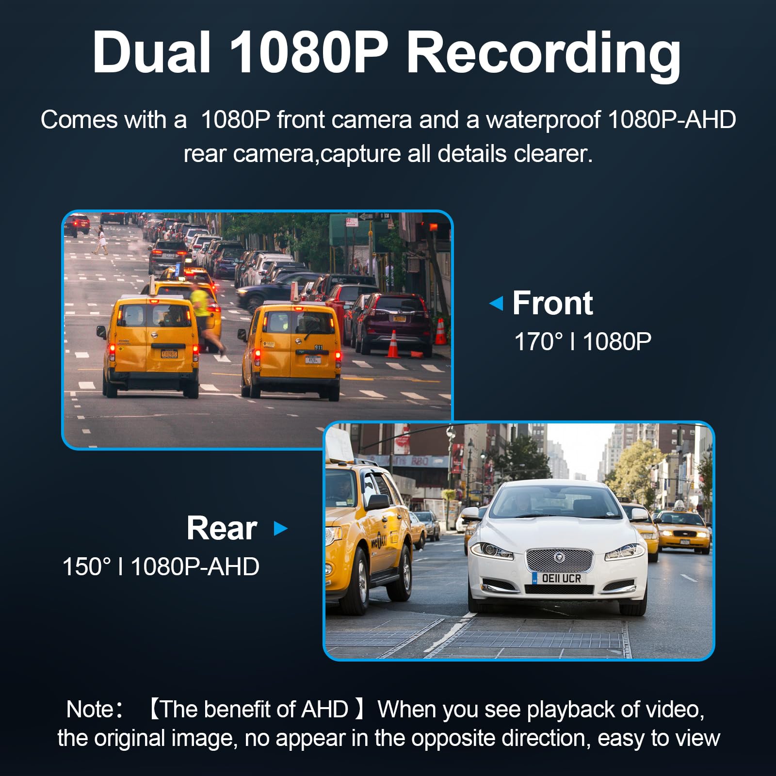 Dual Dashcams for Cars Front and Rear,1080P Super Night Vision Dash Cam Front and Rear,3" IPS Dual Dash Camera for Cars with G-Sensor,Loop Recording,Parking Monitor,Motion Detection