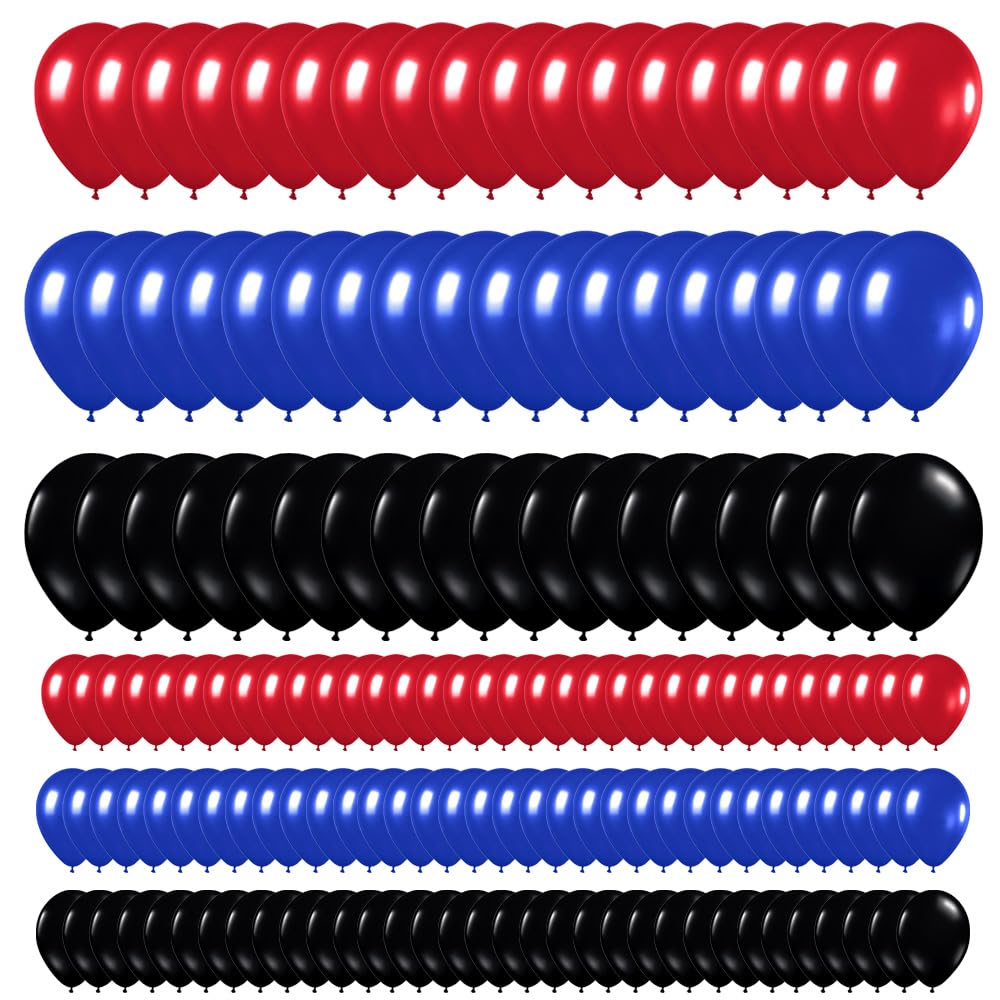 Navy Blue Red Black Balloon Garland Arch Kit，138 pcs Latex Royal Blue Red Black Latex Birthday Balloons for Spider hero theme birthday Baby Shower Graduation Party Decorations