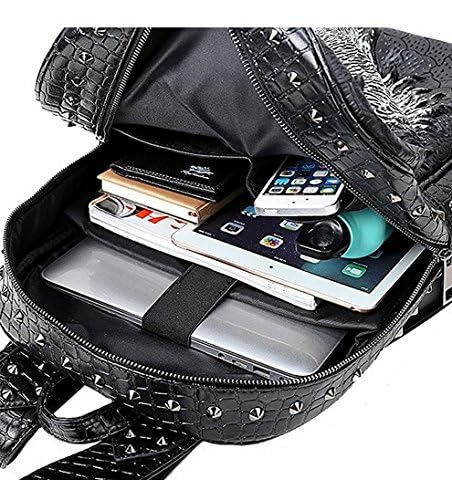 seamand Personalized 3D Lion PU Leather Casual Laptop Backpack for Men Durable Travel Daypack (Silver color)