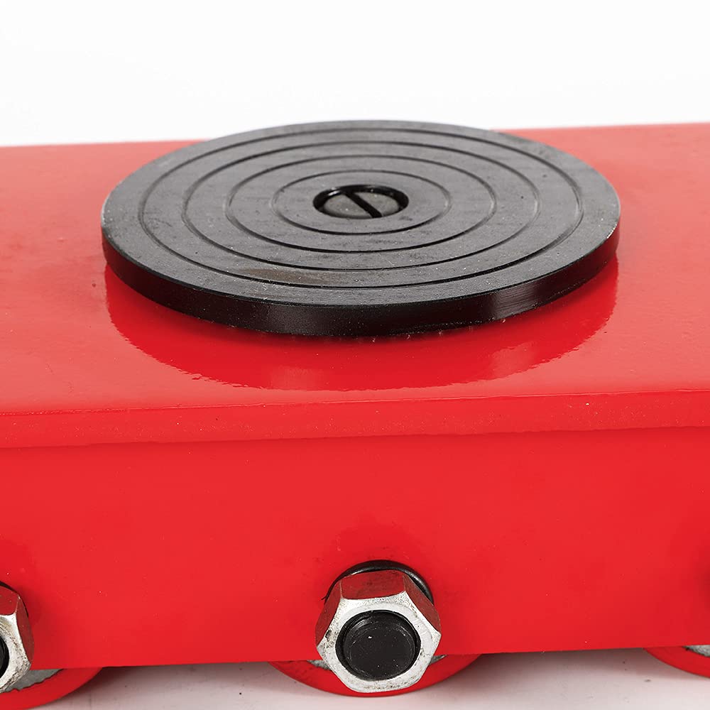 Heavy Duty Machine Dolly Skate Machinery Roller Mover Cargo Trolley 8 Ton 17600lb, w/Steel Rollers Cap 360 Degree Rotation (Red)