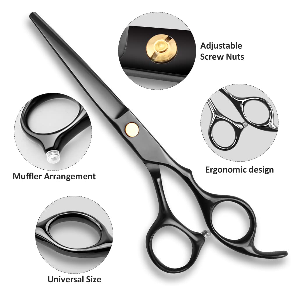 Hair Cutting Scissors Set Professional Hairdressing Scissors Kit with Straight Scissors, Thinning Scissors, Comb, Cape, Hairpin Multi Use Haircut Kit for Barber Salon and Home