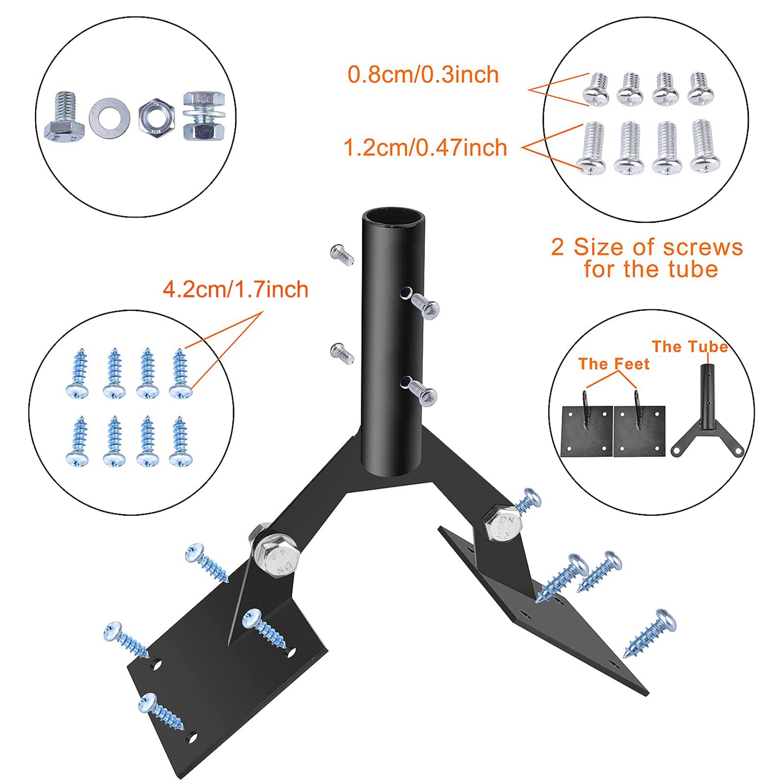 Garden Weathervane Steel Roof Mount with Hardware,Adjustable Weather Vanes Mount for Roofs