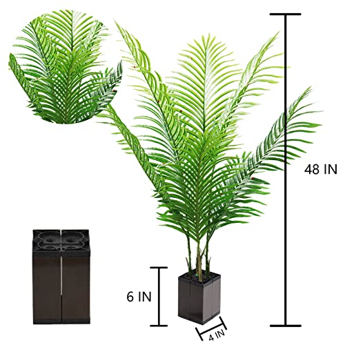 REGIS Artificial Areca Palm Plant, 4FT Fake Palm Tree Plant in Pot, Potted Faux Topiary Silk Tree for Indoor Entryway Decor Outdoor Home Office Gift,2 Pack