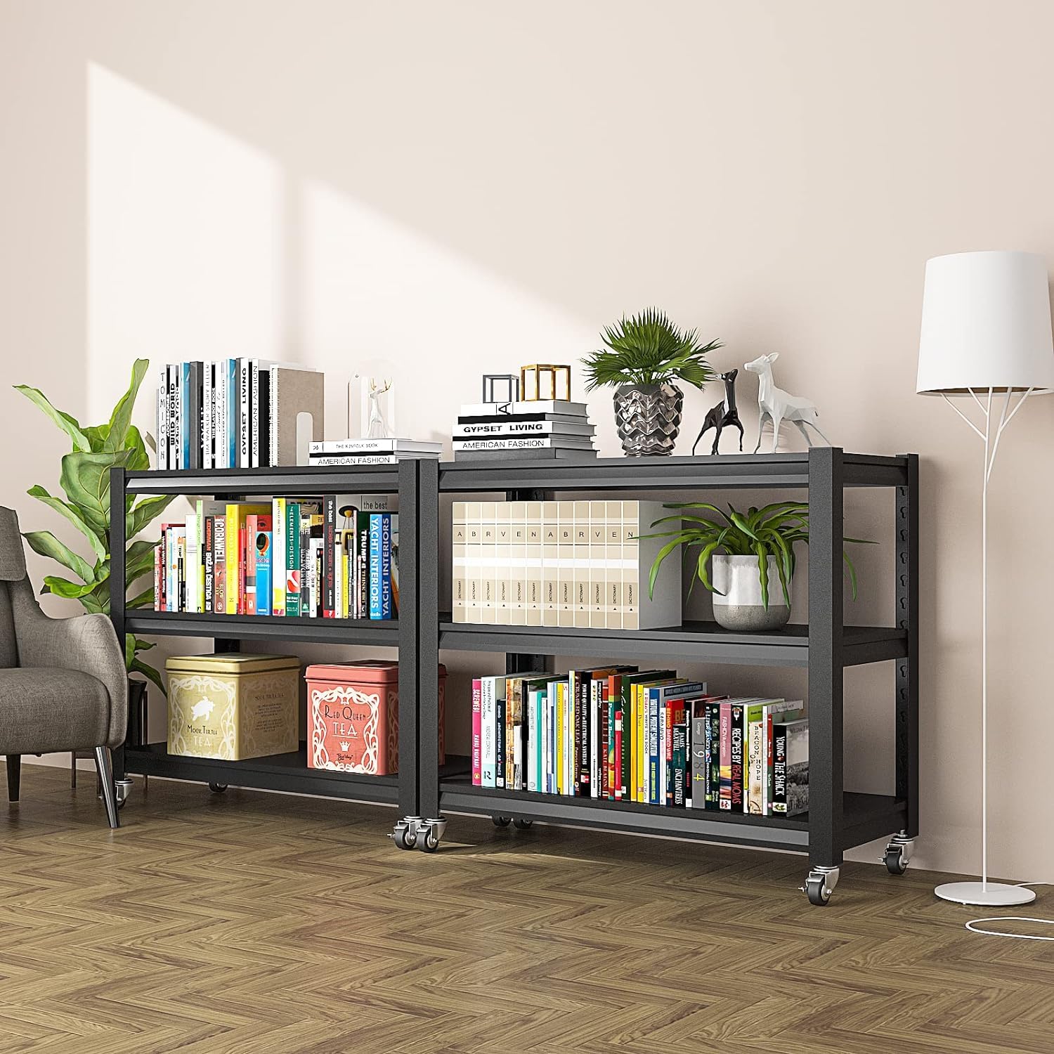 Generic 32"" W Storage Shelves,Heavy Duty Metal Shelving Unit,Pantry Shelves, Kitchen Shelves, Garage Shelving,Utility Rack (31.5"" W×15.7"" D×31.5"" H), Black, TGJZ-80W