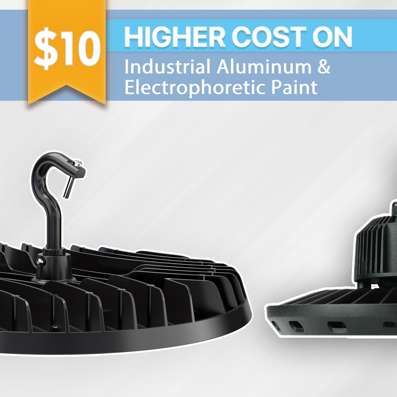 HYPERLITE high Bay led Shop Lights: 250W UFO led high Bay Light for Warehouse Factory barn Shop Garage Gym Lighting