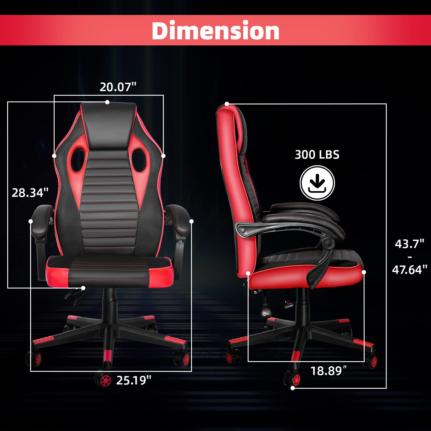 DualThunder Gaming Chairs, Home Office Desk Chairs Clearance, Comfortable Cheap Gaming Office Chairs, Computer Chairs Video Game Chairs, Gaming Chairs for Teens Gamer, Swivel Rolling Chairs, Red