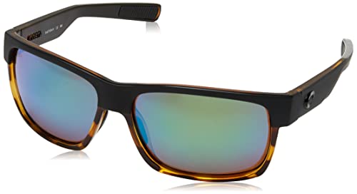 Costa Del Mar Mens Half Moon Rectangular Sunglasses, Bahama Blue Fade/Grey Blue Mirrored Polarized-580P, 60 mm