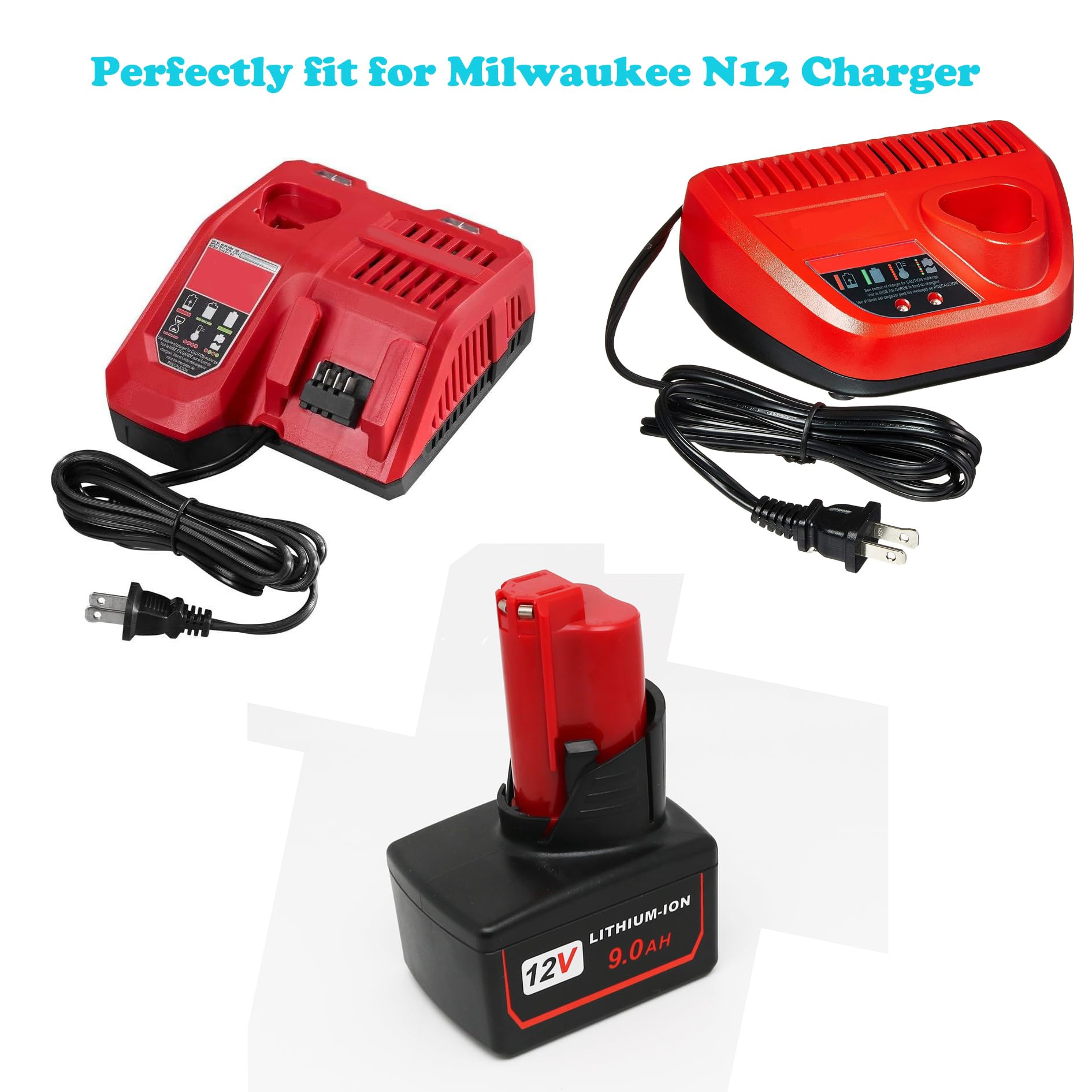 OYRMIL 2 Packs 9.0Ah M12 Battery Compatible with M12 Lithium-ion Battery 48-11-2440 48-11-2402 48-11-2411 M12 Cordless Tools
