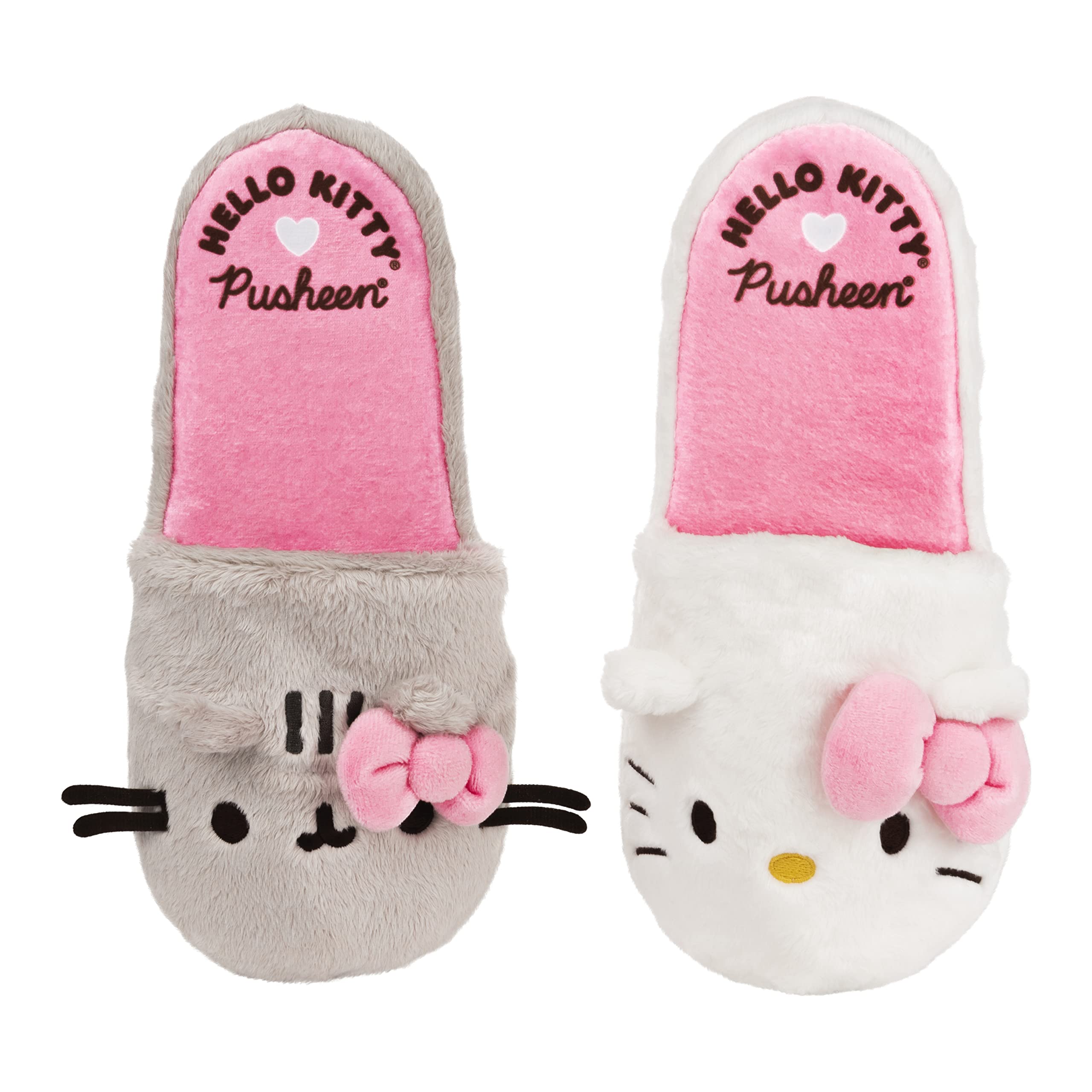 GUND Hello Kitty x Pusheen Plush Cat Slippers, One Size Fits Most