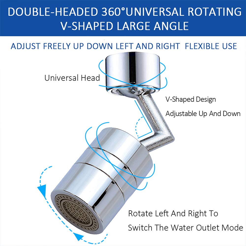Faucet Aerator, 720° Rotatable Faucet Sprayer Head, Eye Wash Station Faucet Aerator, Universal Splash Filter Faucet, Leakproof Design with Double O-Ring, Durable Copper & ABS