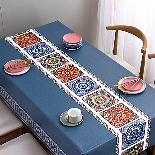 Home Christmas Decoration Natural Flowers Cute Cartoon Pattern Tablecloth New Year Rectangle Table Cover Picnic Mat A8 140x210cm