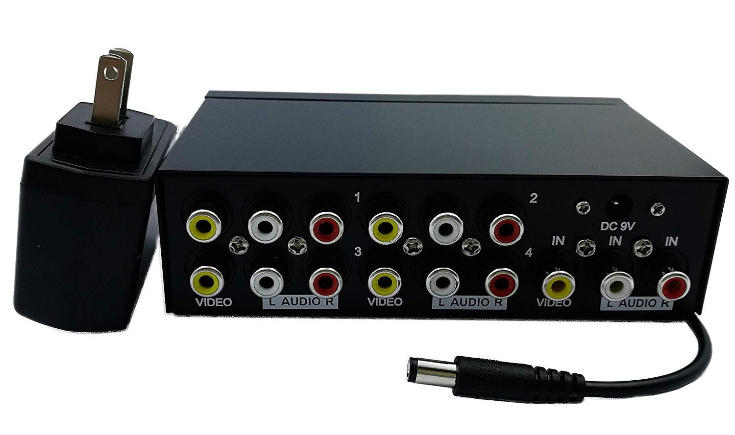 RCA Splitter with 4-Way Audio Video RCA Switch Box + RCA Cable, 4 Way Port Splitter RCA Audio Video AV Switch Box Game Selector (4 in 1 Out- B)
