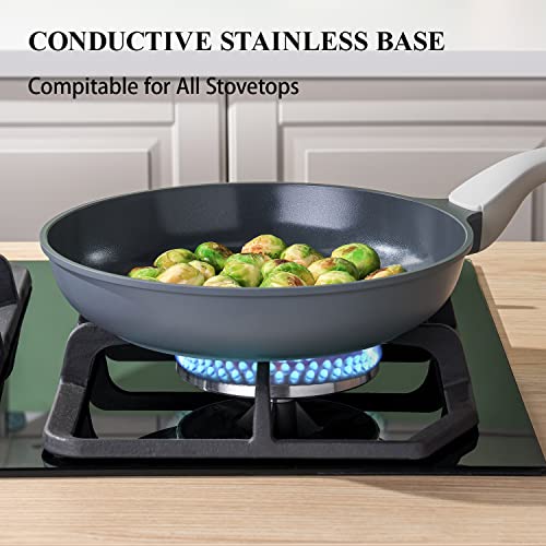 PRICUSIS Nonstick Ceramic Frying Pan, Non Toxic Nonstick Pan Skillet, Healthy Egg Pan Nonstick Omelet Pan Chef's Pan, PTFE PFOA & PFAS Free, Induction Compatible 8 Inch