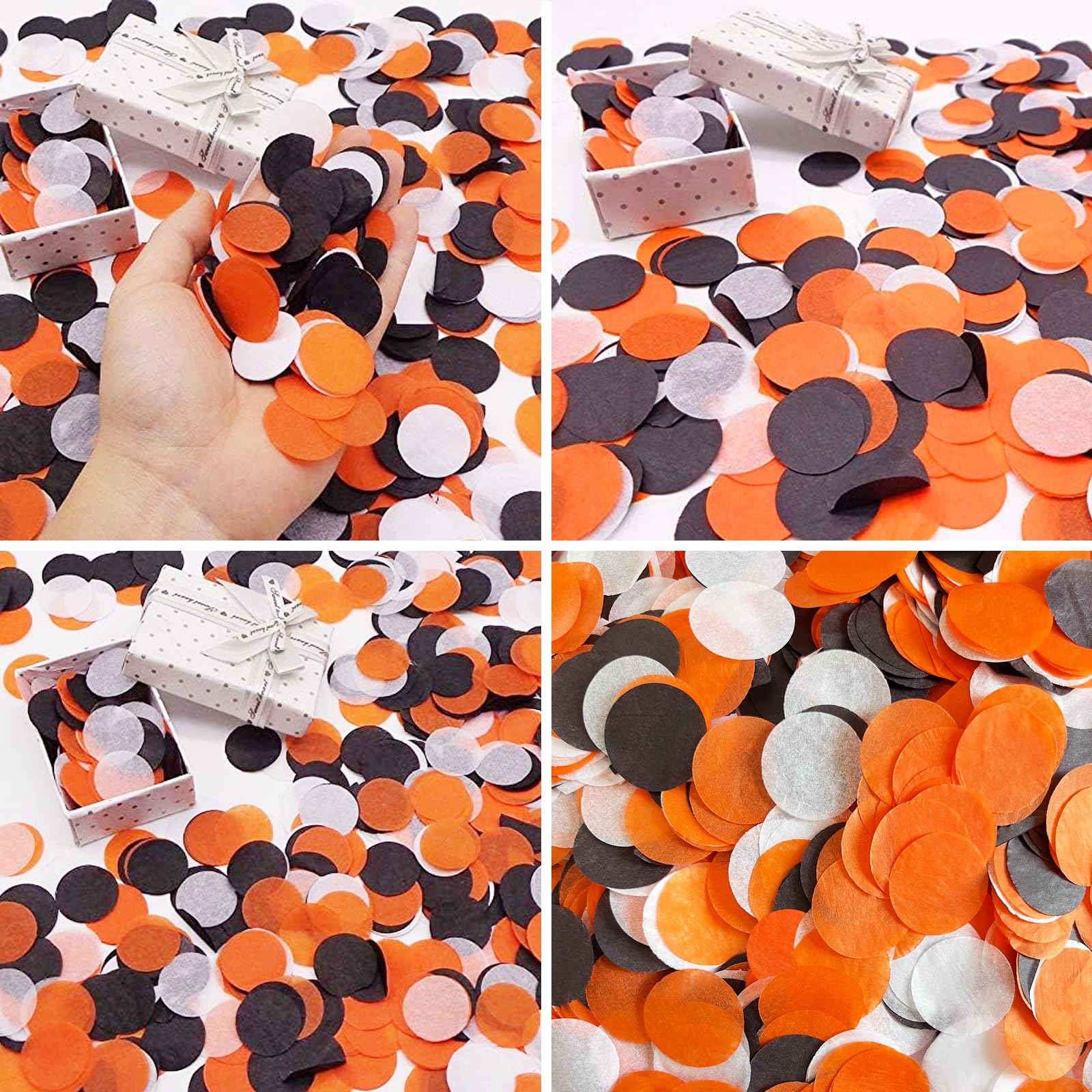 Halloween Confetti 1 inch Paper Confetti Black Orange and White Table Confetti for Halloween Decorations 1.75oz