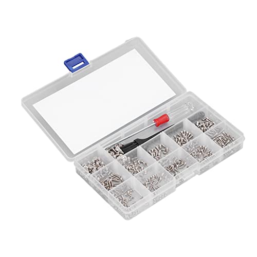 FTVOGUE 600Pcs Computer Screws Assortment Kit Micro Flat Head M2 M2.5 M3 with Screwdriver Brush for Hard Drive Computer Case Motherboard Fan(Silver), Micro Screwdriver