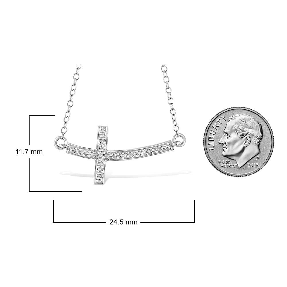Evoque Sideways Cross Necklace For Women(1/50 Ctw) β Fine Jewelry - 18" Sterling Silver Chain