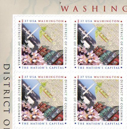 DISTRICT OF COLUMBIA ~ WASHINGTON DC #3813 Block of 4 x 37Âą US Postage Stamps