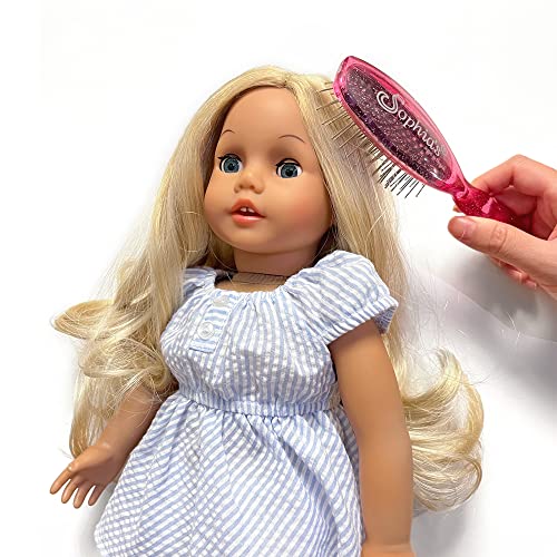 Sophia's Doll Hair Brush, Ideal for Dolls with Synthetic or Wig-Like Hair, Sized for Smaller Hands, in Glittery Hot Pink