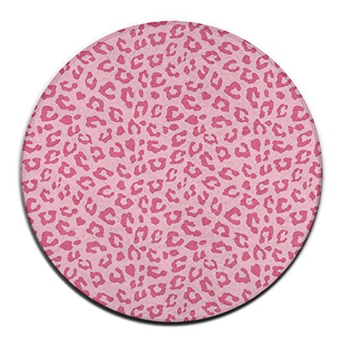 Luxury Soft Round Area Rug Home Decor for Bedroom Living Room Office, Pink Cheetah Leopard, Fashion Throw Rug Circle Carpet, 5ft Diameter