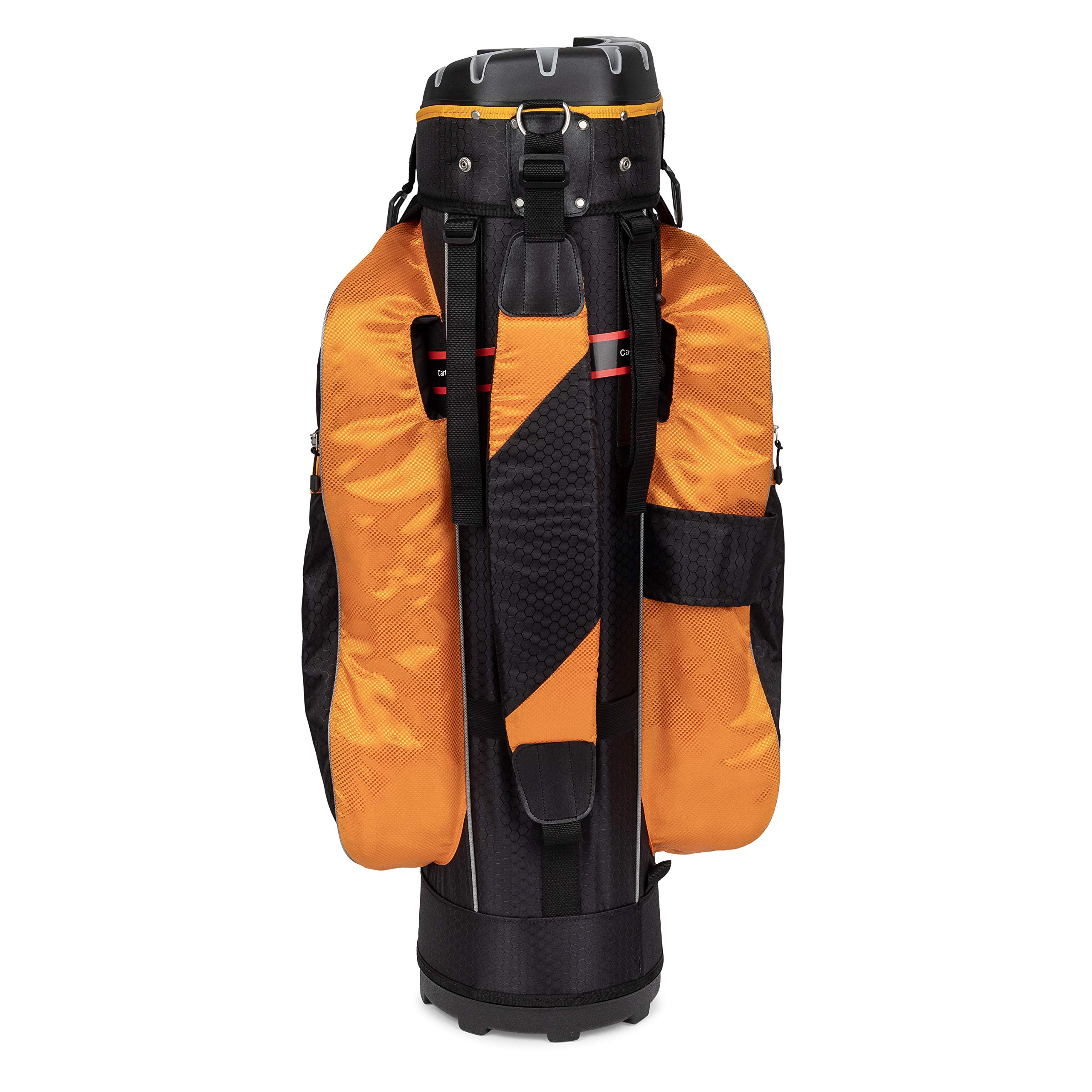 Founders Club Premium Cart Bag with 14 Way Organizer Divider Top (Orange and Black)