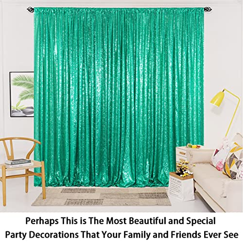 Sequin Curtain 2FTx8FT Green Sequin Curtain Sequin Backdrop Curtains Sequin Shower Curtain Panel Fabric Wedding Backdrop Photo Booth Backdrop (2FTx8FT, Green)