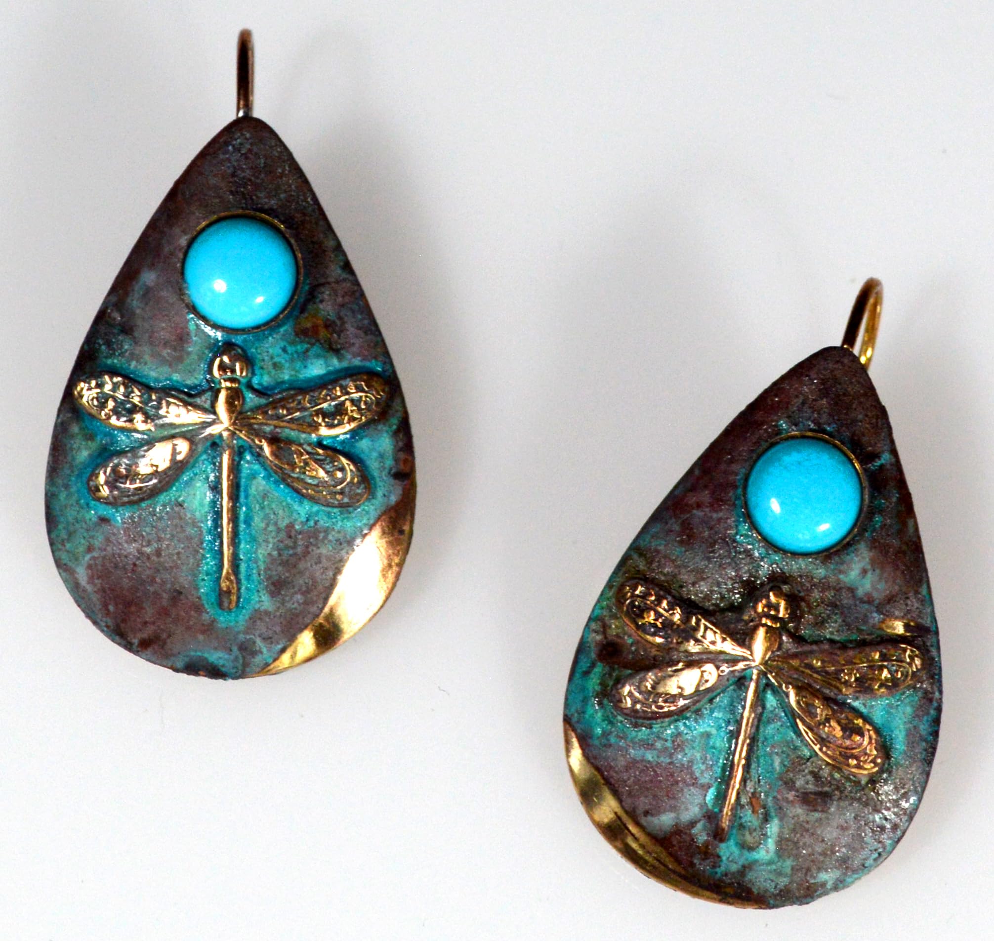 Dragonfly Teardrop Earring - Genuine Turquoise - USA Made