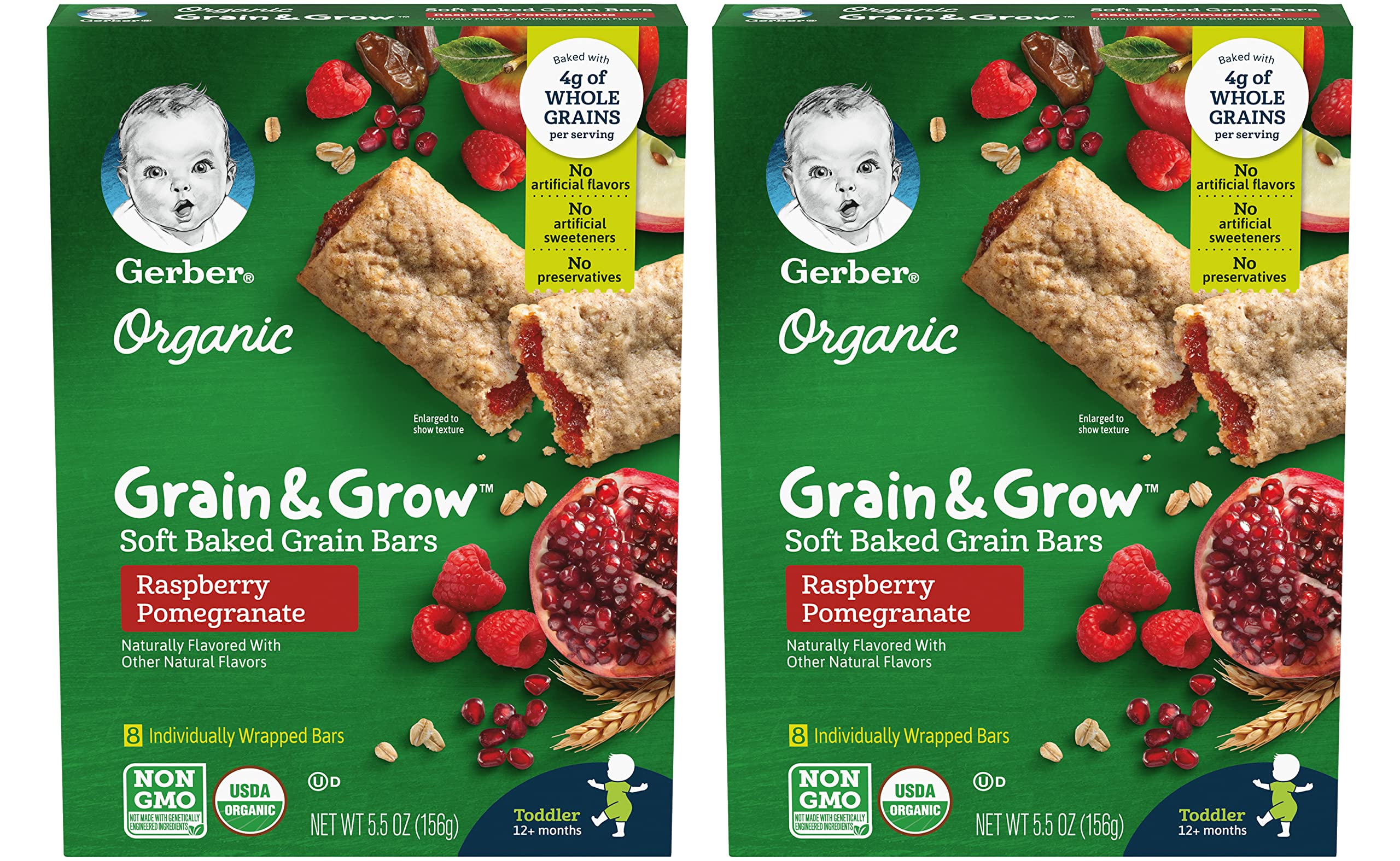 Gerber Organic Grain & Grow Soft Baked Grain Bars Raspberry Pomegranate (5.5 Ounce (Pack of 2))
