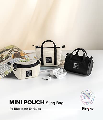 Ringke Mini Pouch Sling Bag Compatible with AirPods Pro Case and AirPods 3rd, 2nd, 1st Generation Case, Galaxy Buds Pouch, Universal Wireless Ear Buds Cover with Keychain for Women, Men - Black