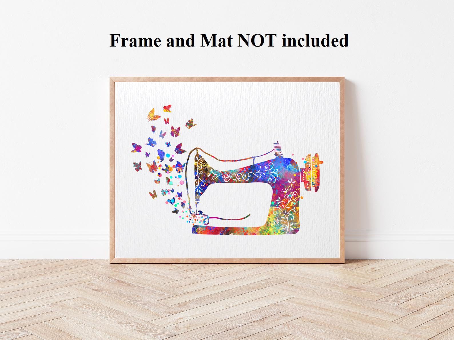 Dignovel Studios 8X10 Unframed Sewing Machine Butterfly Seamstress Sewing Watercolor Art Print Poster Housewarming Wall Giclee Office Home Decor DN533
