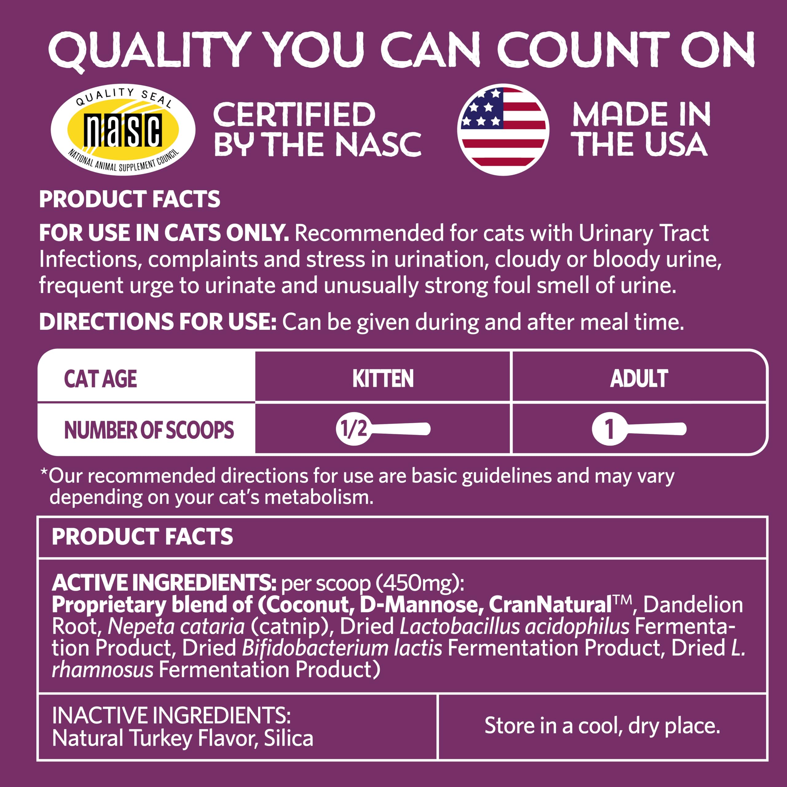 Meowbiotics Kitty P. Freely Cat Urinary Supplement, Cranberry for Cats, Cat UTI & Cat Kidney Support Powder Probiotics for Cats, Made in USA (30 Days)
